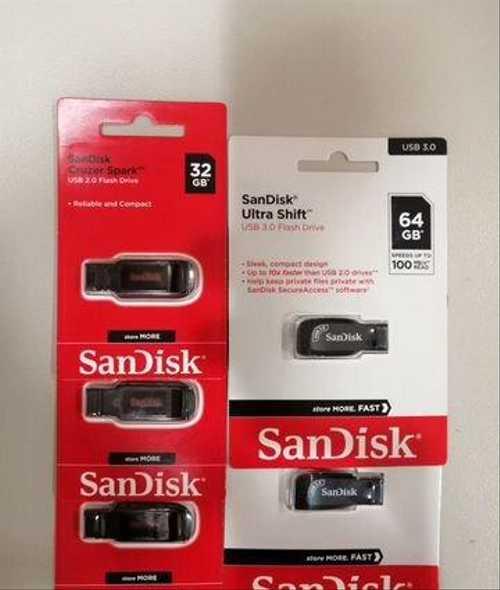 USB флэшки 32, 64 Гб, карты памяти