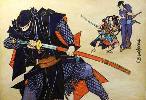 Samurai, oil on canvas,50-60