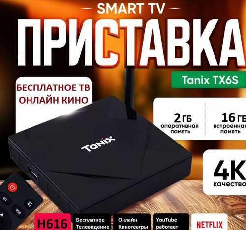 Тв приставка прошитая Tanix TX6s 2/16 Гб