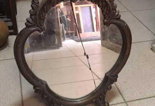 Зеркало настольное настенное рама силумин СССР