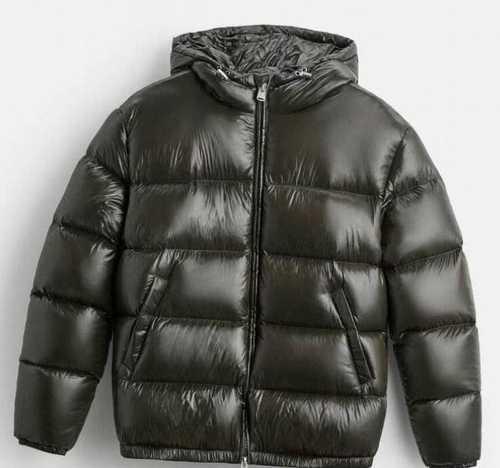 Пуховик Zara x Moncler глянцевый Хаки (Арт.44773)