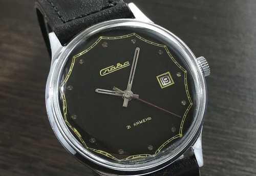 Винтажные Советские мужские часы СССР Слава черные