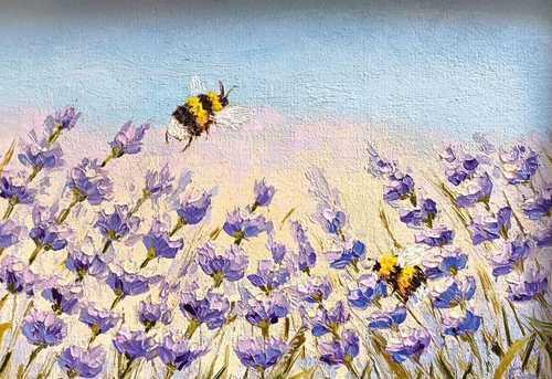 Картина с пчёлками в раме из гипса