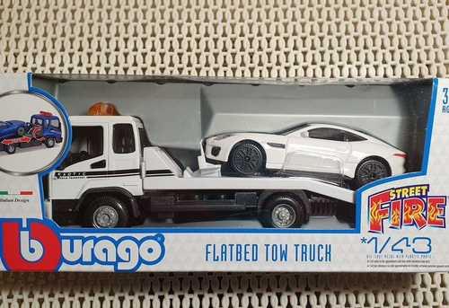 Bburago Jaguar F-Type + Flatbed Tow Truck 1/43