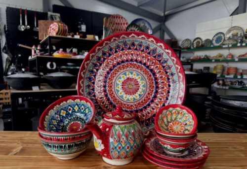 Набор узбекской посуды. Ручная роспись