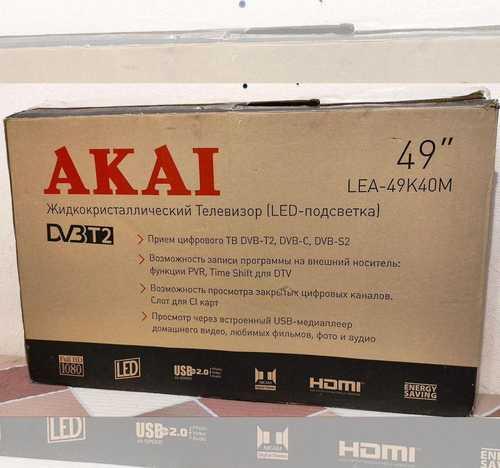 Телевизор akai 49" LEA 49K-40M. без подсветки