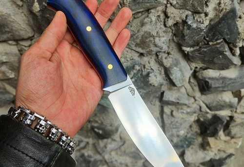 Нож Флагман из кованой Х12мф синяя микарта