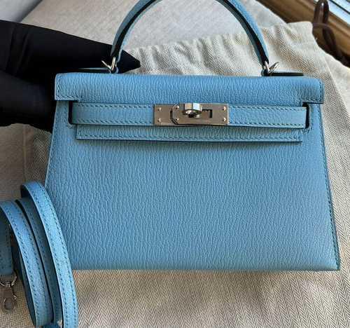 Сумка Hermes mini kelly chevre blue