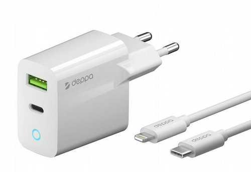 Комплект Deppa USB-C + USB A, 20W, кабель USB-C