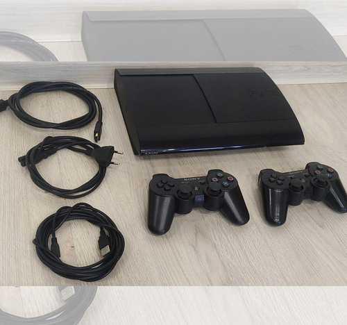 Прошитая Sony PS3 Super Slim 500GB, 2 джоя  55 игр