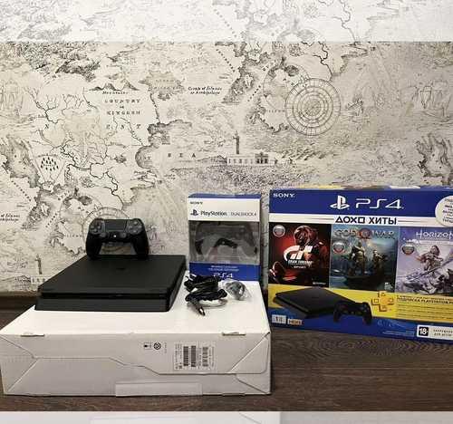 Sony playstation 4 Slim 1TB 2 геймпада   50 игр