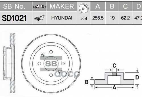 Диск тормозной hyundai getz 1.1-1.6 02- с абс п