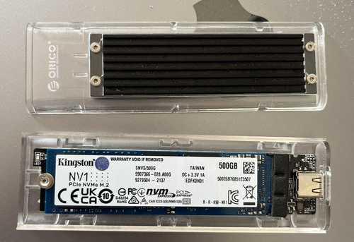 SSD Kingston nvme 500gb + Orico m2 бокс