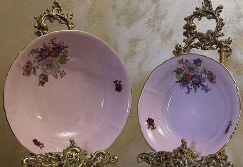 Чешский розовый фарфор-тарелки"Leander"