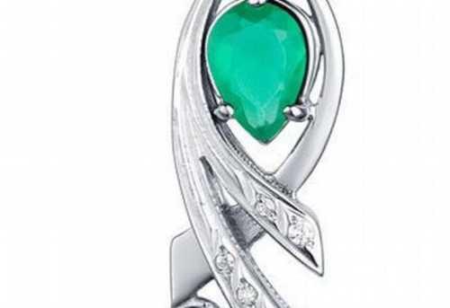 Серебряная Подвеска кулон серебро 925, Зеленый