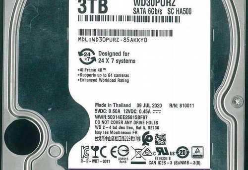 Жесткий диск 3,5" WD Purple 3 Тб SATA (новый)