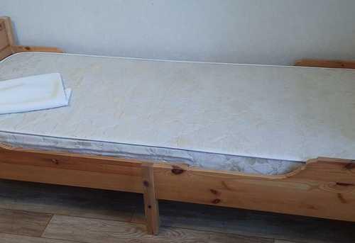 Кровать односпальная с матрасом бу IKEA