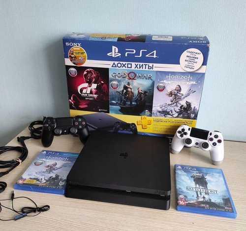 Sony playstation 4 slim 1tb 2208 Два геймпада,Игры