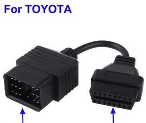 Переходник 16 pin OBDll Toyota 17 pin Квадратный