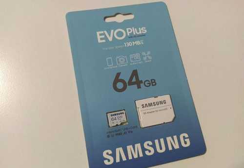 Карта памяти Samsung EVO Plus Micro SD 64GB