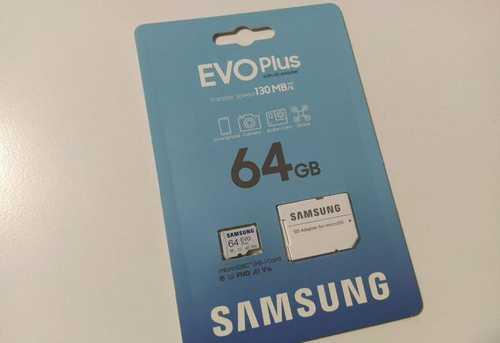 Карта памяти Samsung EVO Plus Micro SD 64GB