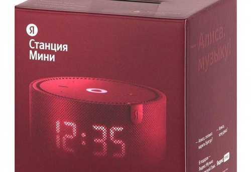 Яндекс станция мини с часами красная