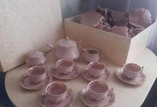 Сервиз чайный, чешский розовый фарфор