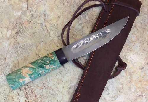 Нож кованый "Тундра-3" якут х12мф кап клёна зелёны