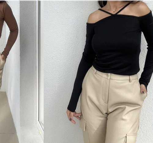 Новые кожаные брюки карго