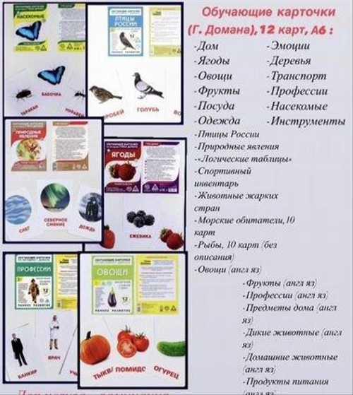 Обучающие карточки 12 карт,А6