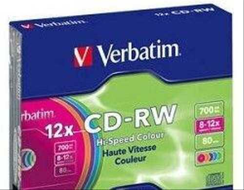 Verbatim Диски CD-RW 8-12x 700Mb 80min (Slim Case