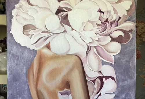 Картина "Девушка с цветами" по мотивам Эми Джадд