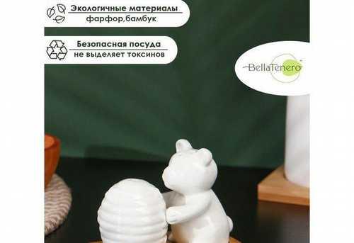 Набор фарфоровый для специй на бамбуковой