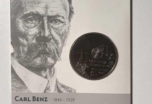 Монета серебро Карл Бенц