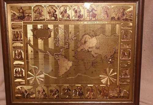 Интерьерная картина старинная карта