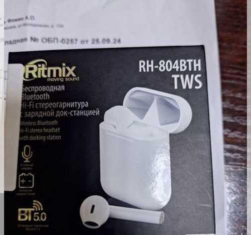 Наушники Ritmix RH-804BTH TWS, беспроводные, вклад