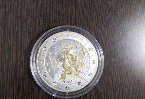 Серебряная монета 999 93.3г 2009 Рыбы Руанда