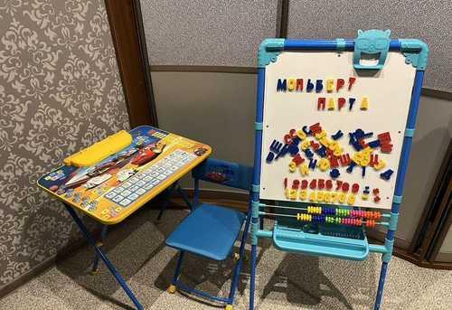Мольберт детский и парта тачки