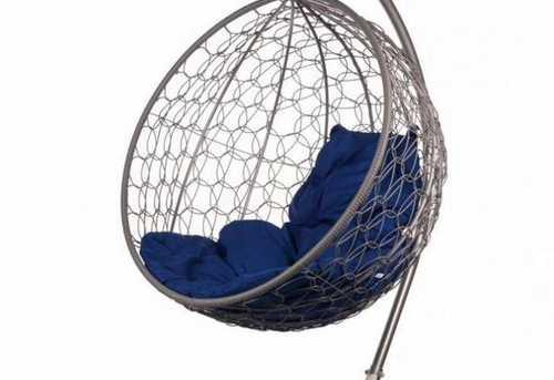 Подвесное кресло "Kokos Gray" синяя подушка