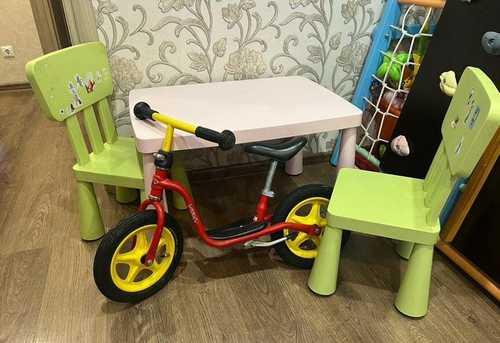 Детский стол и стул IKEA + велокат