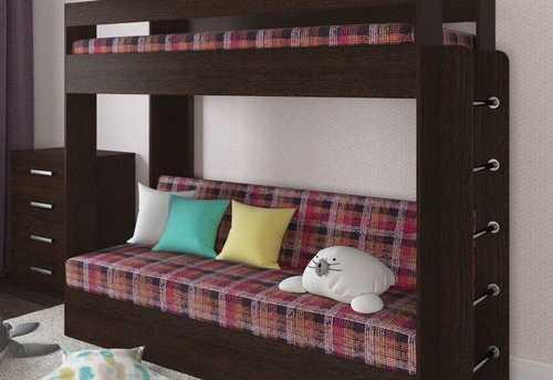 Кровать двухъярусная с диваном