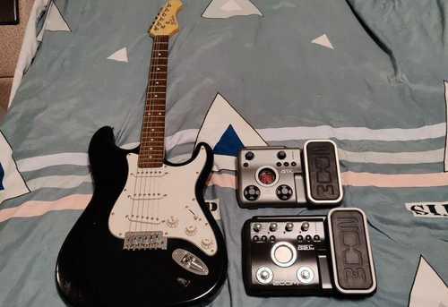Электро гитара с педальными процессорами