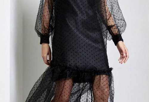 Платье накидка прозрачное черное onesize