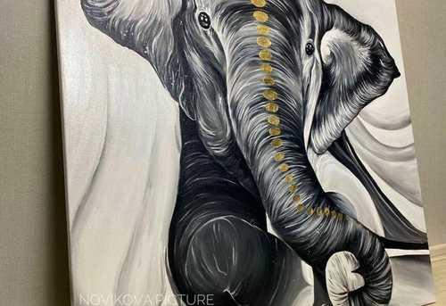 Картина акрилом маслом «Слон» холст на подрамнике