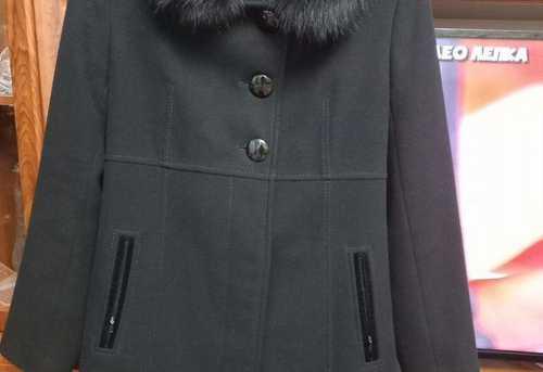 Драповое пальто С натуральным мехом