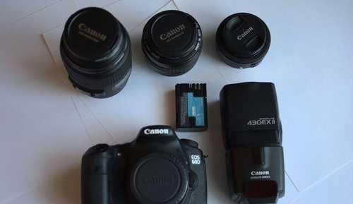 Canon комплект 60d + 100mm Macro +50mm + 24mm +