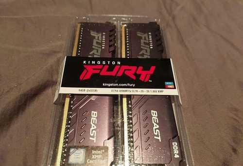 Оперативная память DDR4 64Гб (Kingston fury 2x32)