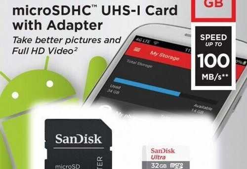 Карта памяти SanDisk Ultra 32 гб microsdhc 10class