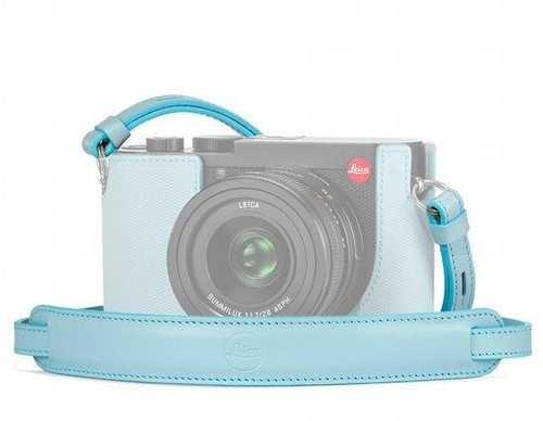 Ремень Leica кожаный плечевой для Leica Q2, голубо