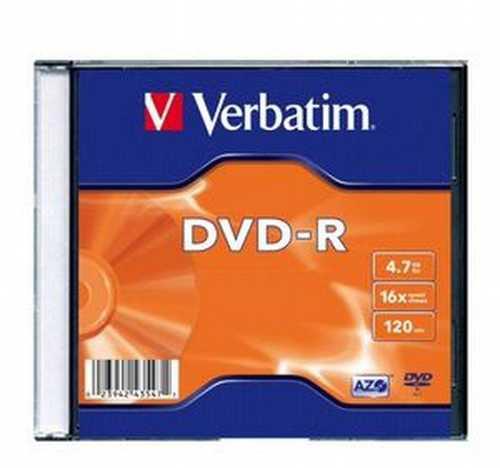 Диск DVD-R Verbatim 16x 4,7Gb slim в коробочке 43